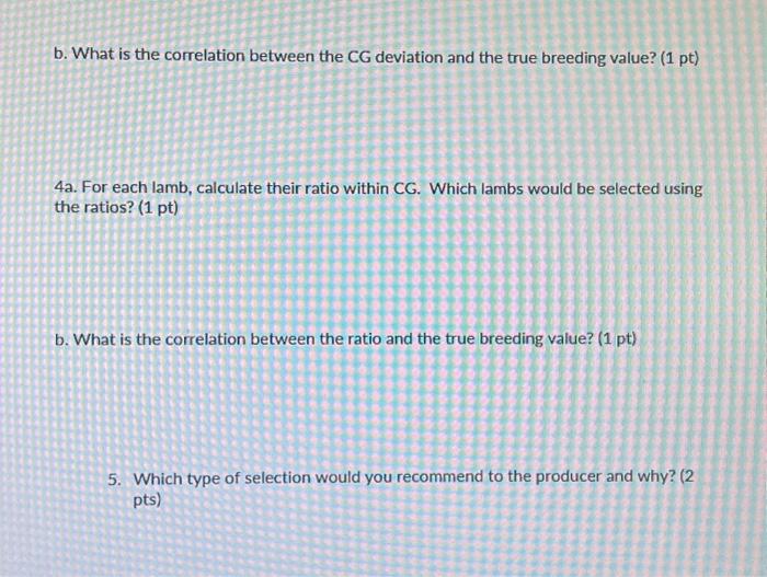 Solved 3a. For each lamb, calculate their contemporary group | Chegg.com