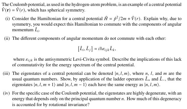 Solved The Coulomb potential, as used in the hydrogen-atom | Chegg.com