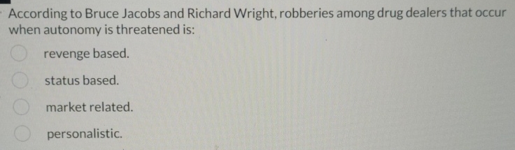 Solved According to Bruce Jacobs and Richard Wright, | Chegg.com