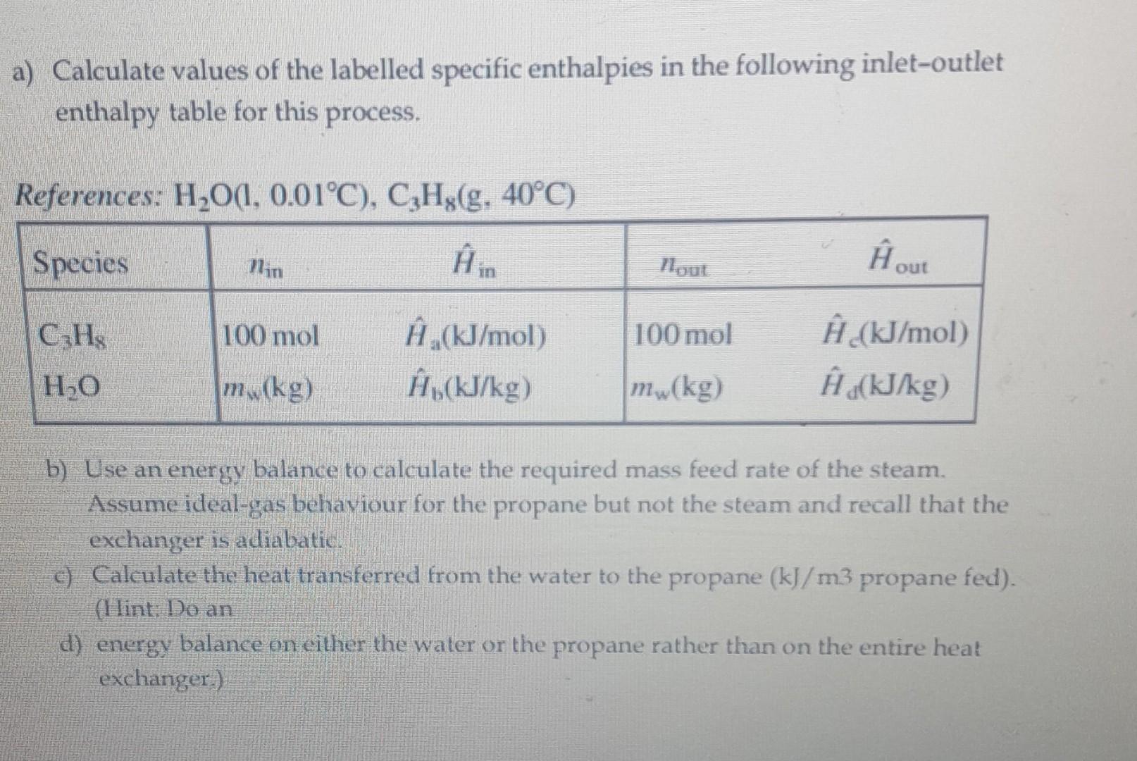 Solved a) Calculate values of the labelled specific | Chegg.com
