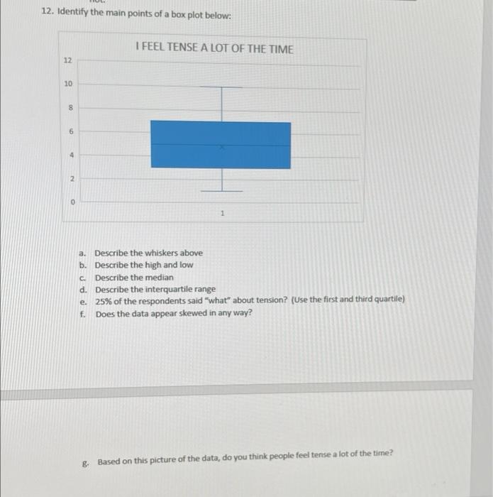 Solved 12. Identify the main points of a box plot below: I | Chegg.com
