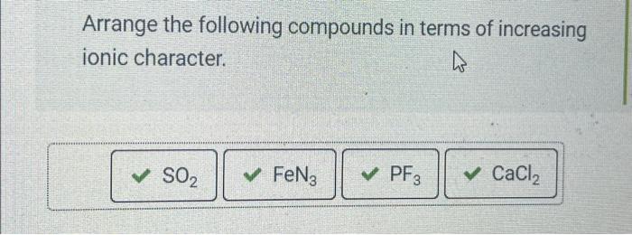 Solved Arrange the following compounds in terms of | Chegg.com