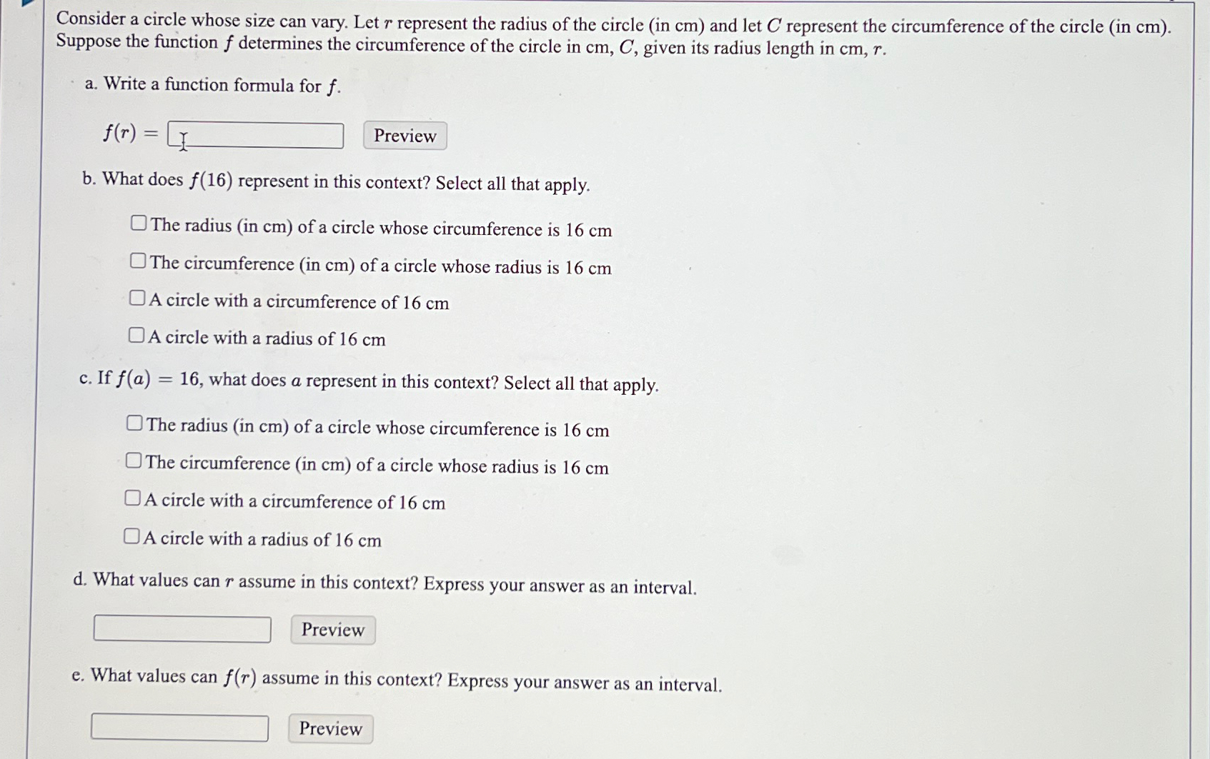Solved Consider a circle whose size can vary. Let r | Chegg.com