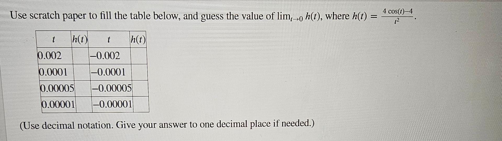 Solved Use scratch paper to fill the table below, and guess | Chegg.com