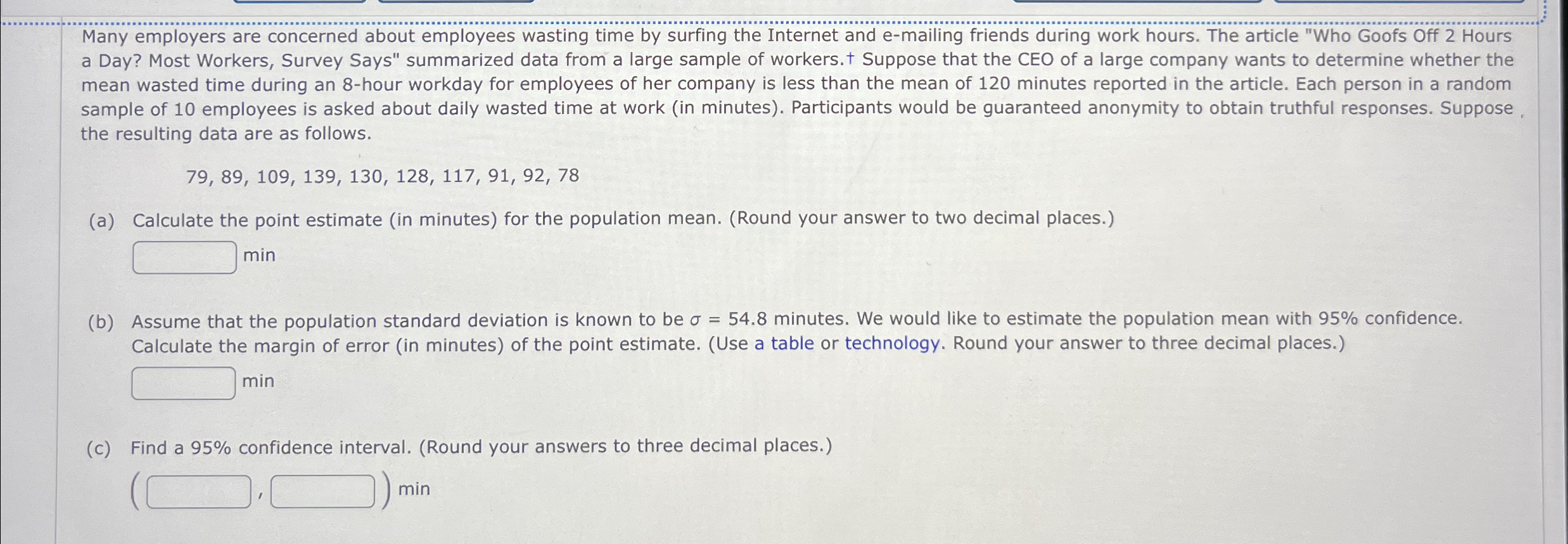 Solved Many employers are concerned about employees wasting | Chegg.com