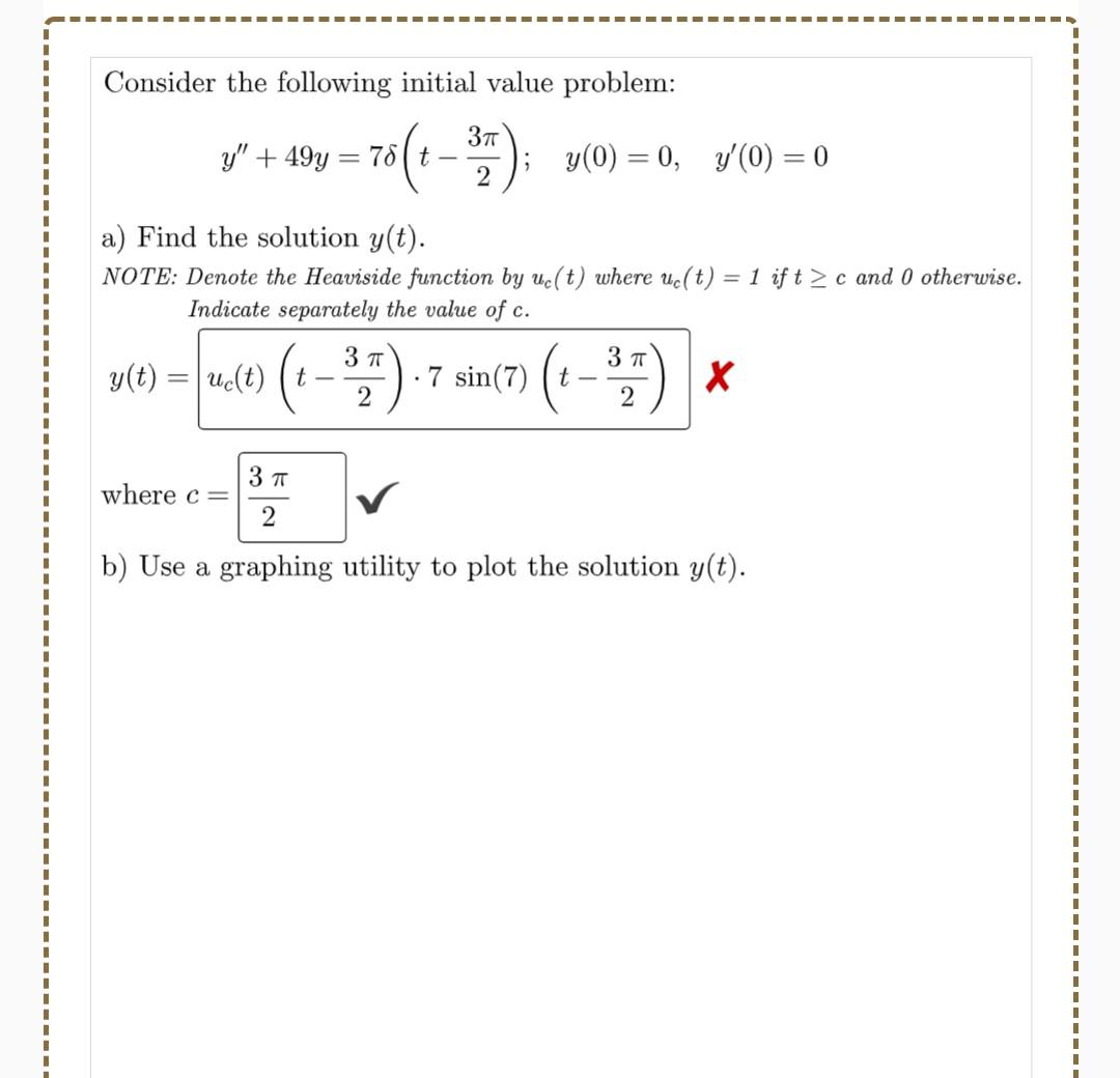 Solved Consider the following initial value problem: 1 y" + | Chegg.com