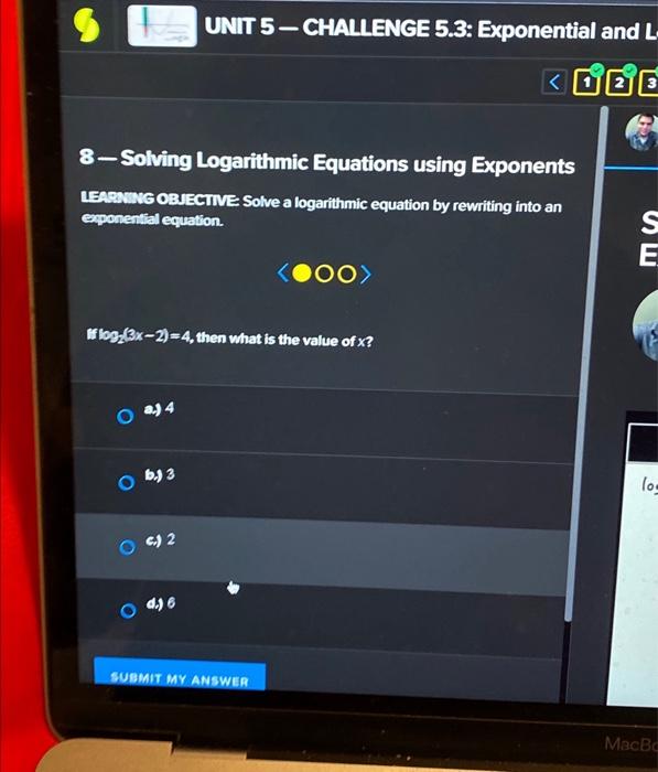 Solved 8-Solving Logarithmic Equations using Exponents | Chegg.com