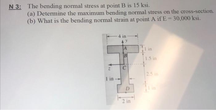 Solved V3: The bending normal stress at point B is 15ksi. | Chegg.com