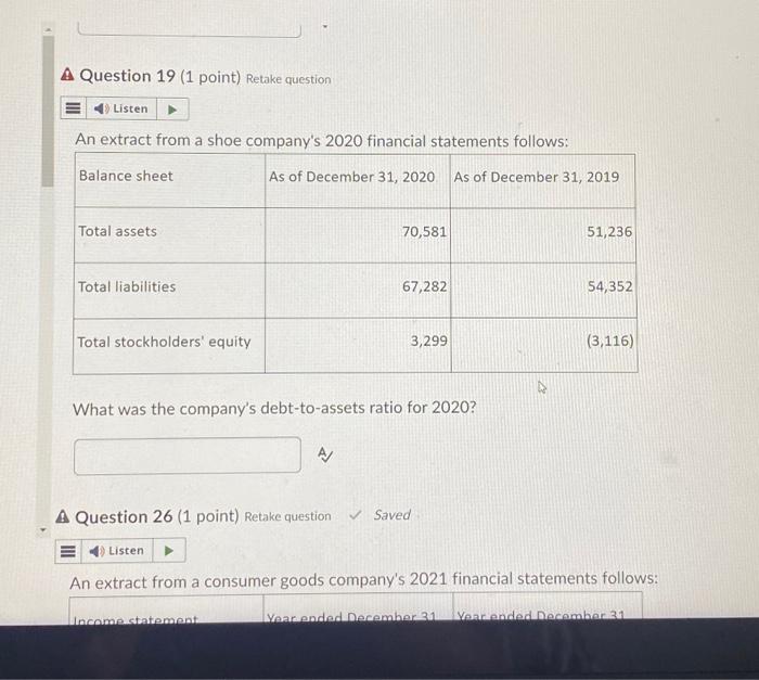 Solved A Question 19 (1 point) Retake question Listen An | Chegg.com