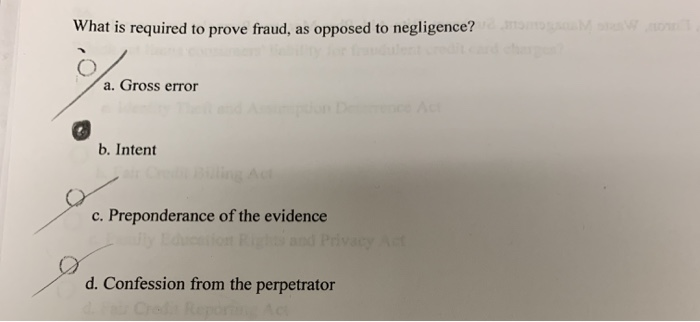 Solved What is required to prove fraud, as opposed to | Chegg.com