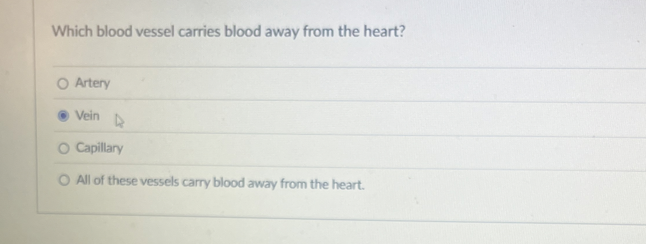 Solved Which blood vessel carries blood away from the | Chegg.com