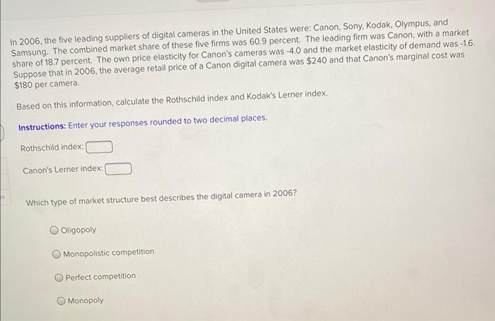 Solved In 2006, the five leading suppliers of digital | Chegg.com