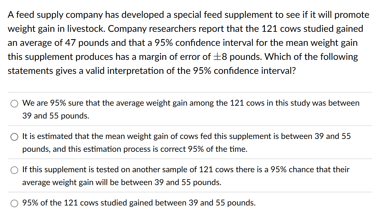 Solved A feed supply company has developed a special feed | Chegg.com