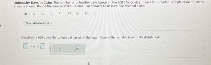 Solved Unhealthy Days in Cities The number of unhealthy days | Chegg.com