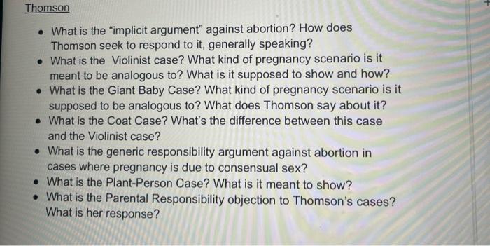 Thomson • What is the "implicit argument" against | Chegg.com