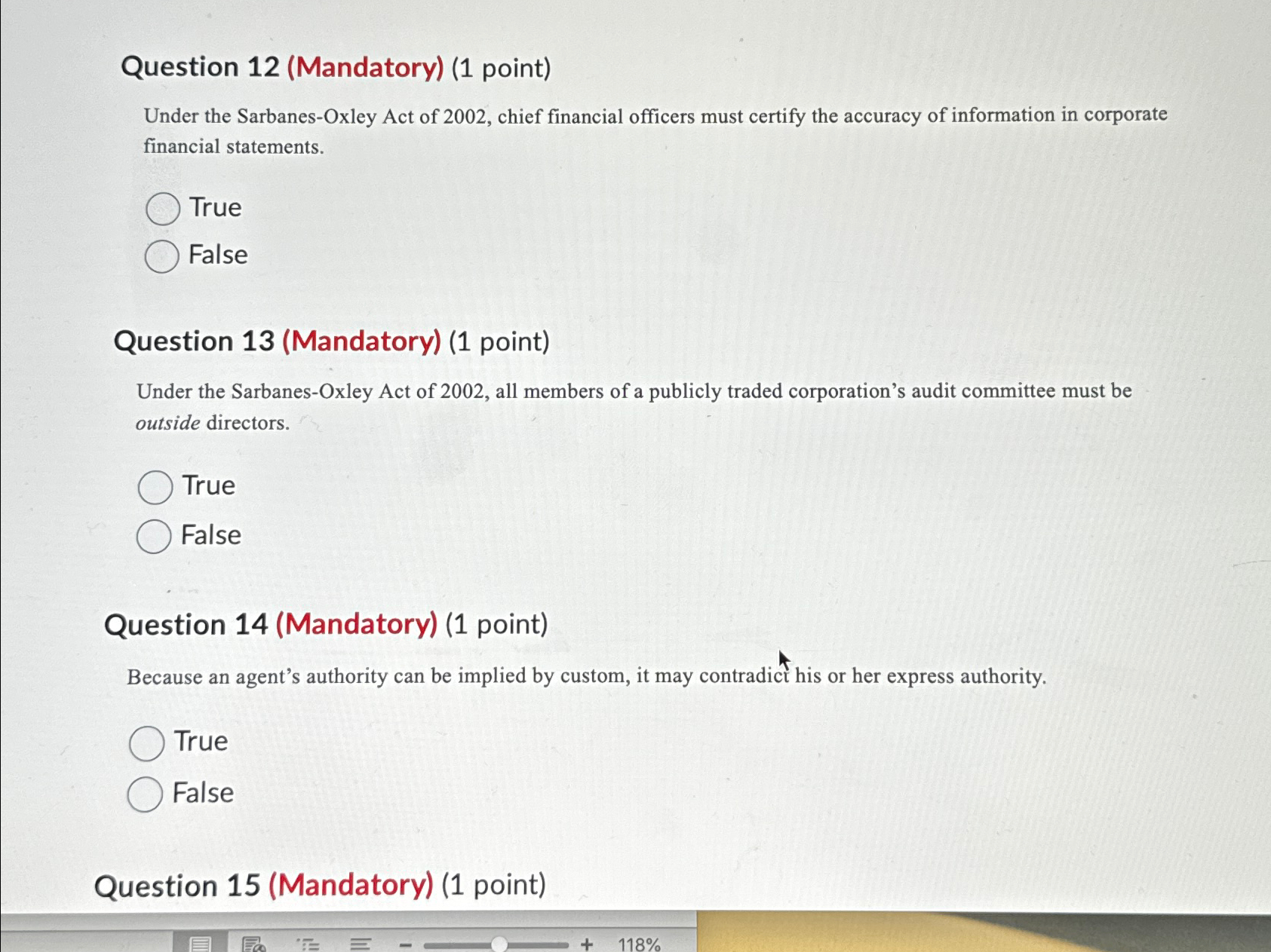 Solved Question 12 (Mandatory) (1 ﻿point)Under the | Chegg.com