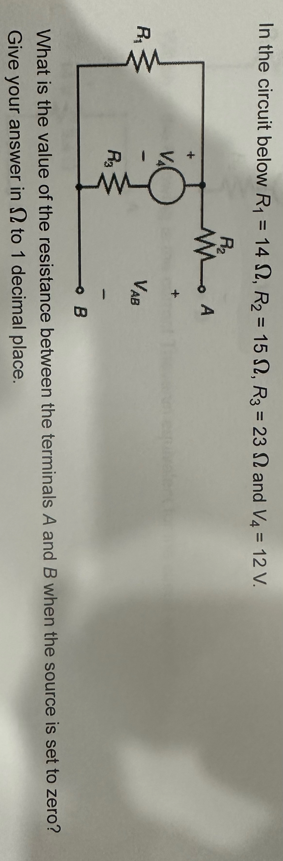 Solved In the circuit below R1=14Ω,R2=15Ω,R3=23Ω ﻿and | Chegg.com