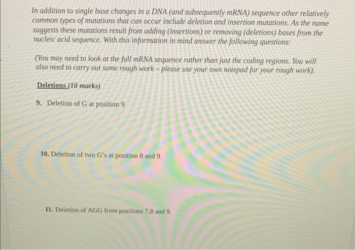 In addition to single base changes in a DNA (and | Chegg.com