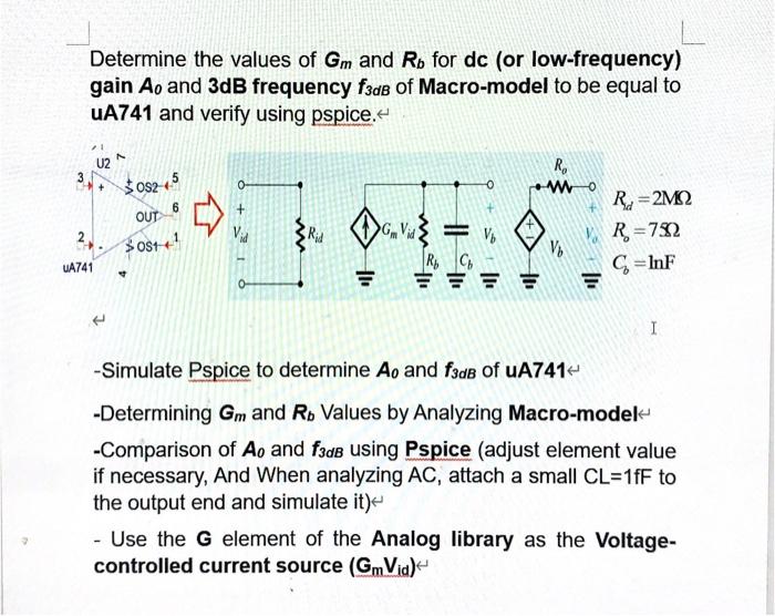 Solved Determine the values of Gm and Ro for dc (or | Chegg.com