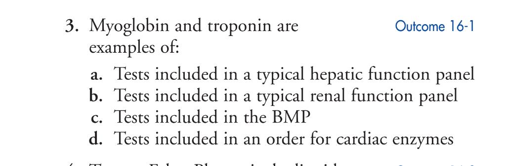 Solved Myoglobin and troponin areOutcome 16-1 ﻿examples | Chegg.com