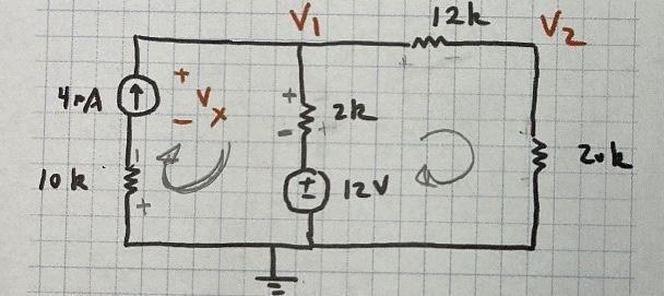 Solved Given circuit below use nodal analysis and | Chegg.com