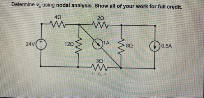 Solved Determine vx using nodal analysis. Show all of your | Chegg.com