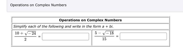 Solved Operations on Complex NumbersOperations on Complex | Chegg.com