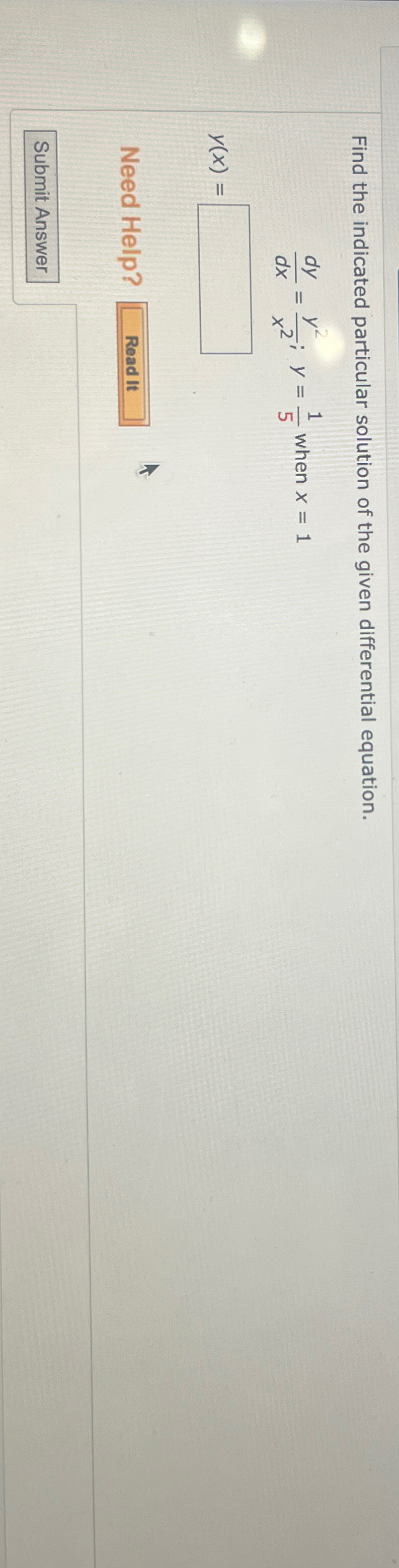 Solved Find the indicated particular solution of the given | Chegg.com