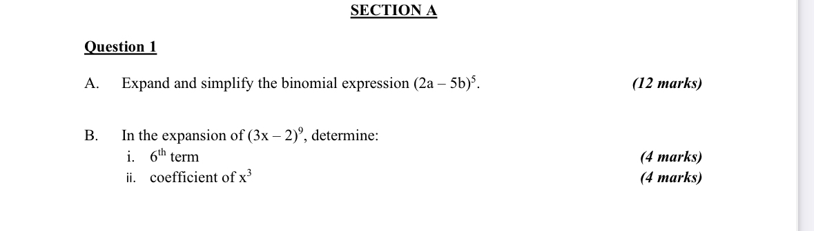 Solved SECTION AQuestion 1A. ﻿Expand and simplify the | Chegg.com