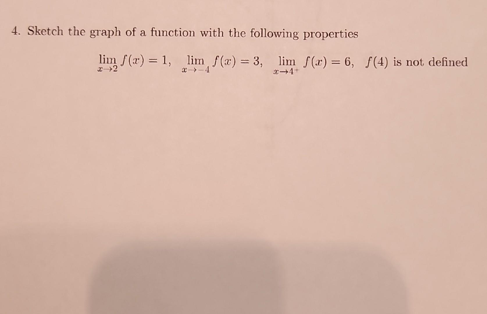 Solved 4. Sketch the graph of a function with the following | Chegg.com