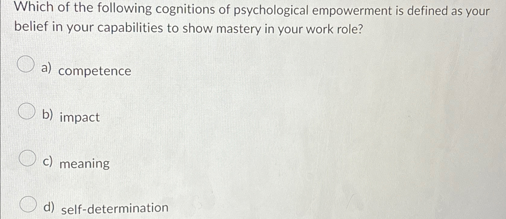 Solved Which of the following cognitions of psychological | Chegg.com