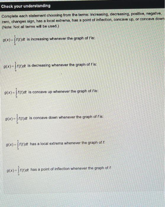 Solved Check your understanding Complete each statement | Chegg.com