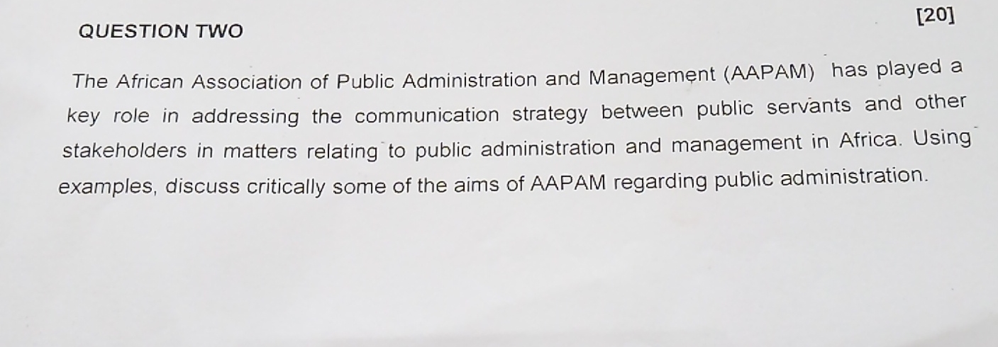 Solved QUESTION TWO[20]The African Association of Public | Chegg.com