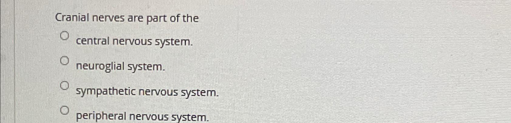 Solved Cranial nerves are part of the central nervous | Chegg.com
