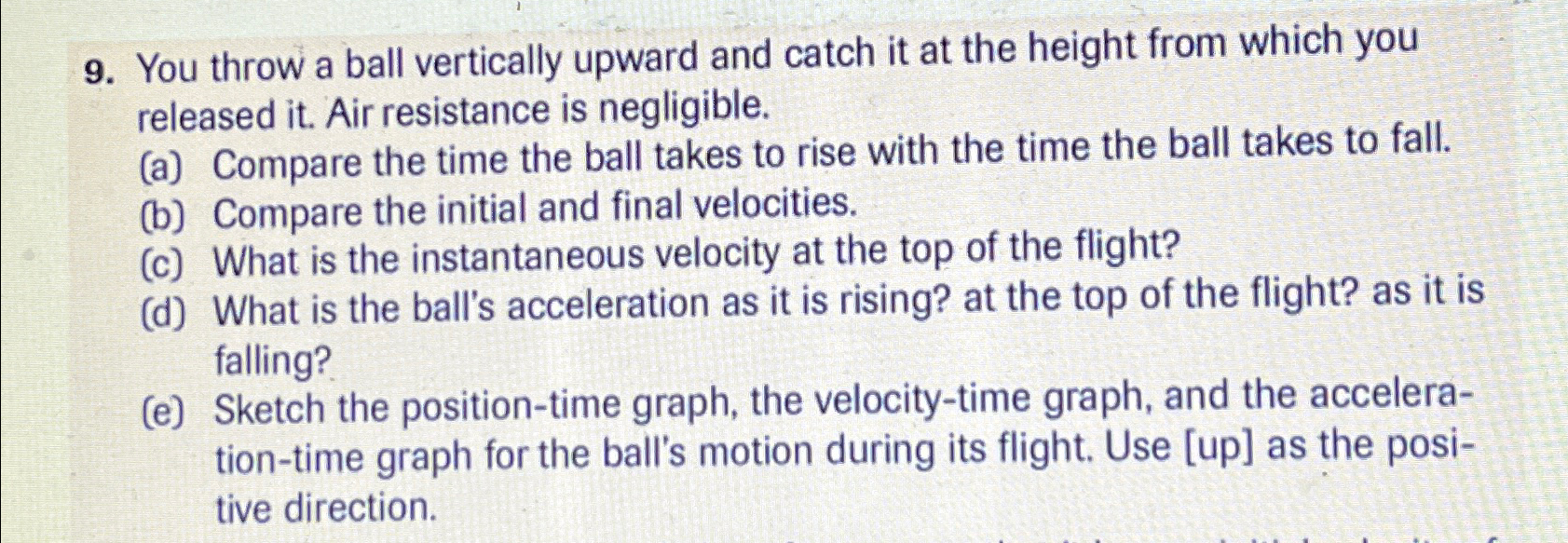 Solved You throw a ball vertically upward and catch it at | Chegg.com