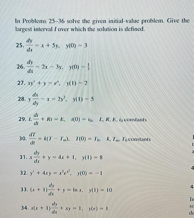 Solved In Problems 25−36 solve the given initial-value | Chegg.com