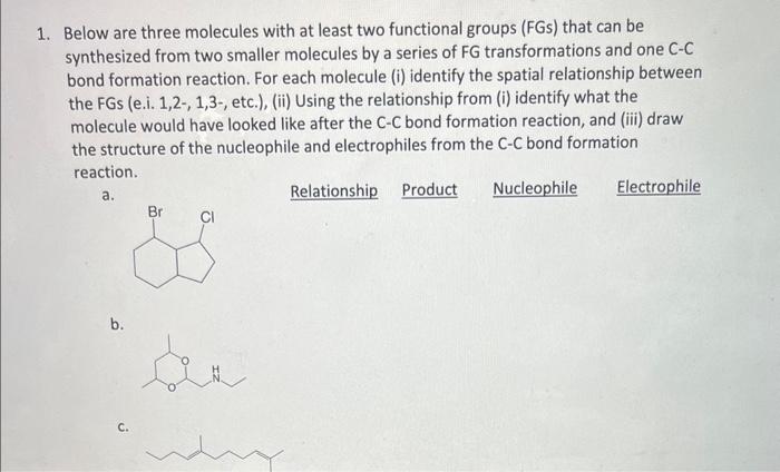 Solved 1. Below are three molecules with at least two | Chegg.com