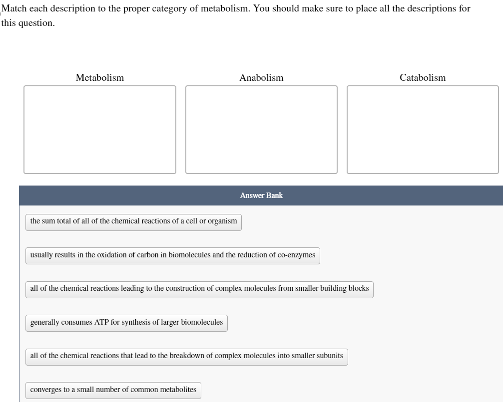 Solved Match each description to the proper category of | Chegg.com