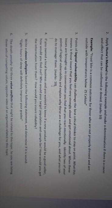 2. Apply Hume's Method to the following example and | Chegg.com