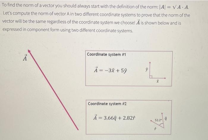 Solved To find the norm of a vector you should always start | Chegg.com