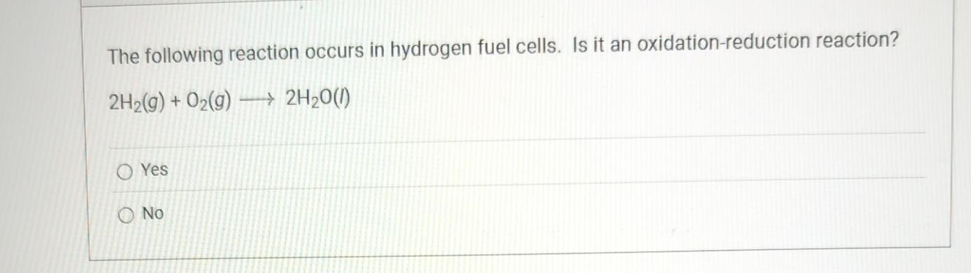 Solved The following reaction occurs in hydrogen fuel cells. | Chegg.com