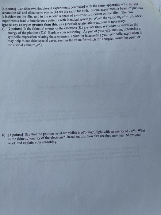 Solved 14 points] Consider two double-slit experiments | Chegg.com