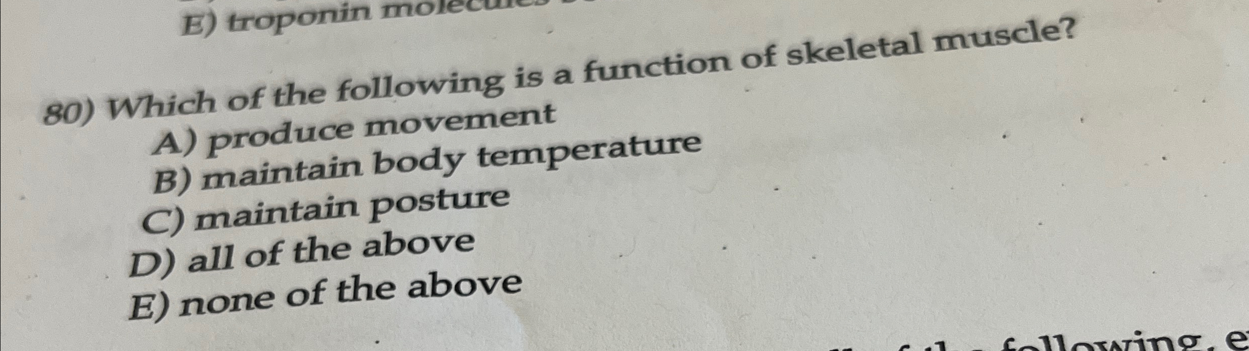 Solved Which of the following is a function of skeletal | Chegg.com