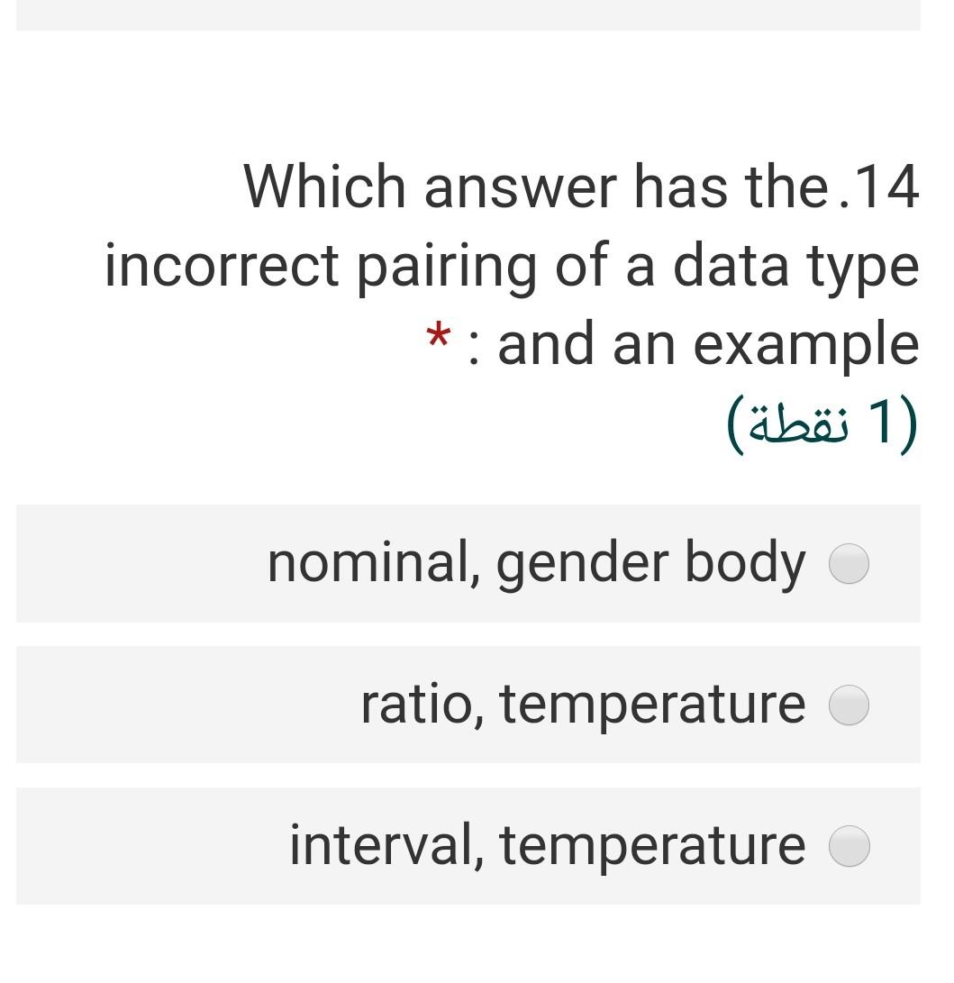 Solved Which answer has the. 14 incorrect pairing of a data | Chegg.com
