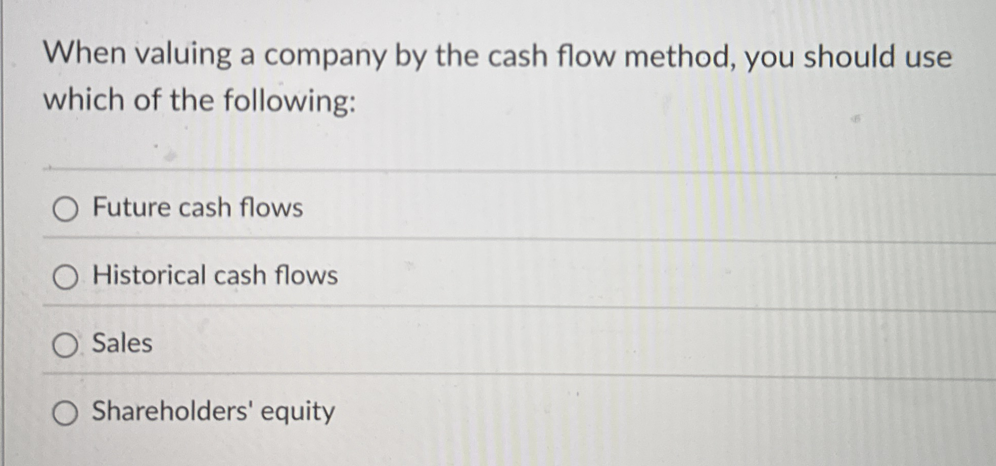 Solved When valuing a company by the cash flow method, you | Chegg.com