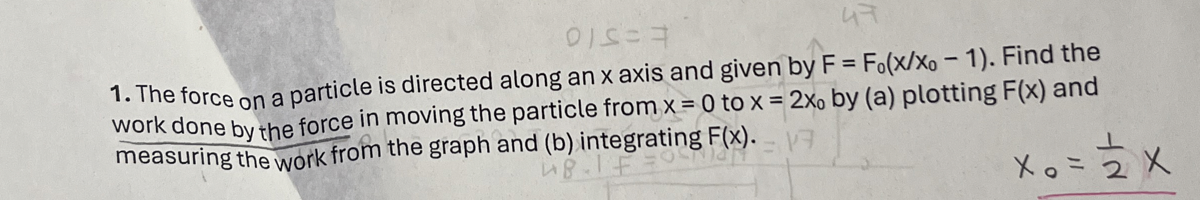 Solved The force on a particle is directed along an x ﻿axis | Chegg.com