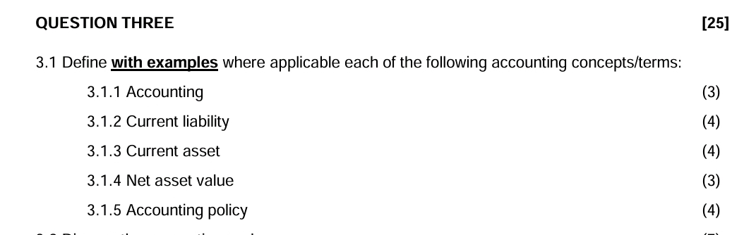 High Quality SOLUTION QUESTION THREE[25]3.1 ﻿Define with examples where | Chegg.com