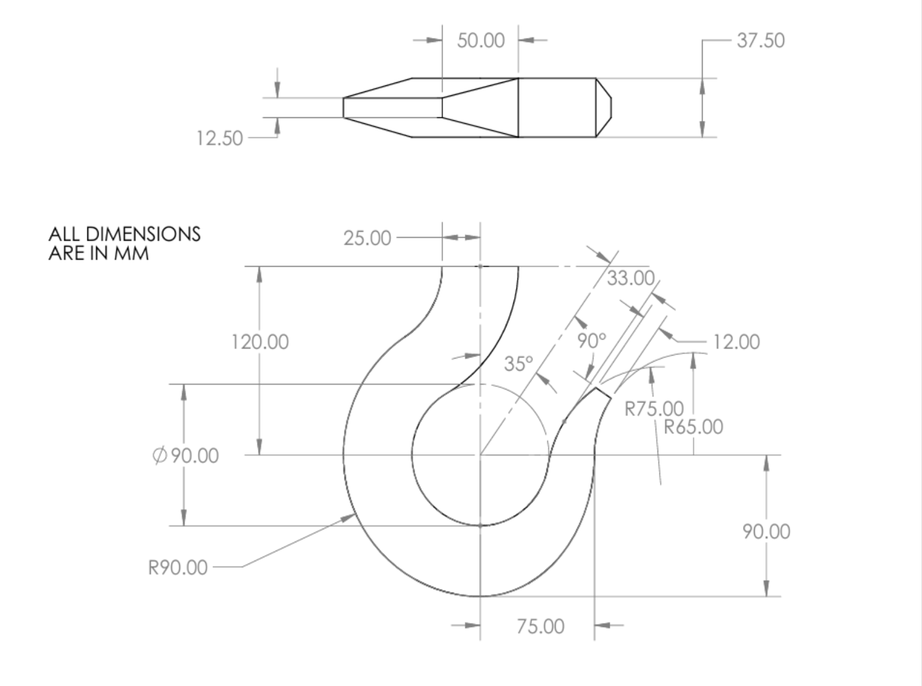 Solved Create the following piece in Solidworks. Provide | Chegg.com
