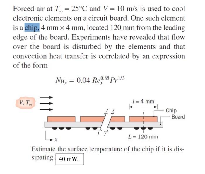 Solved Forced air at T∞=25∘C and V=10 m/s is used to cool | Chegg.com