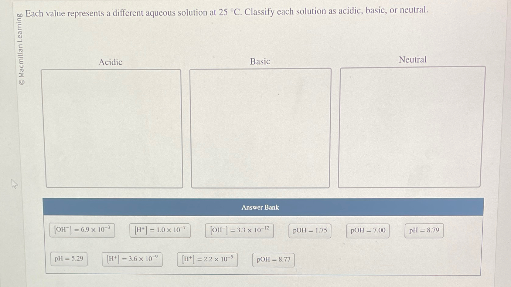 Solved מ0 ﻿Each value represents a different aqueous | Chegg.com